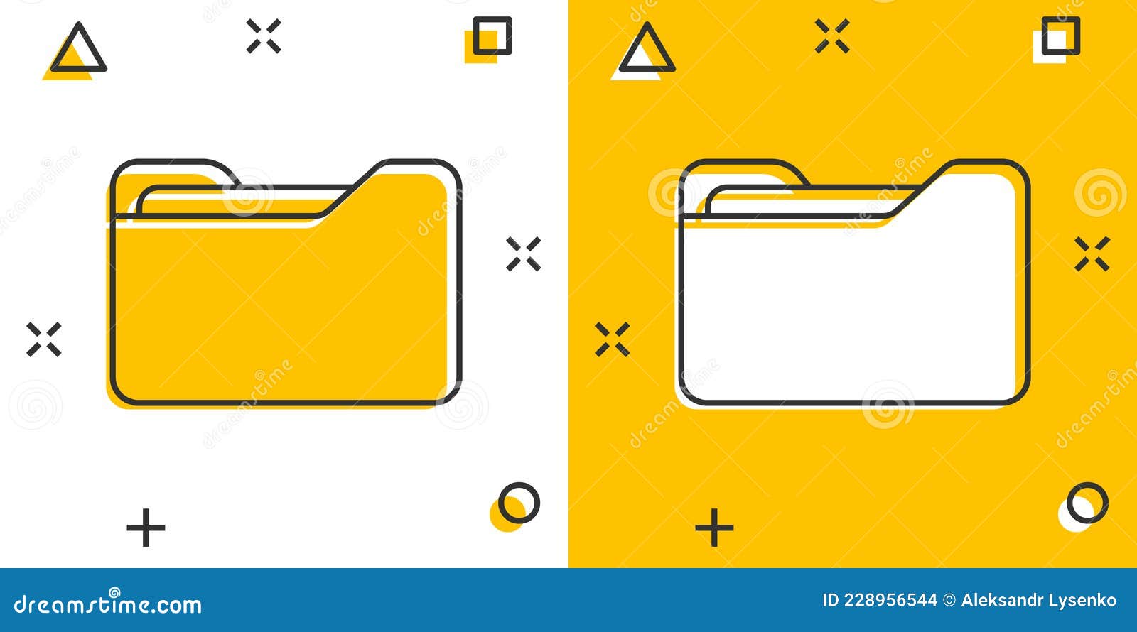 File Folder Icon in Comic Style. Documents Archive Vector Cartoon ...