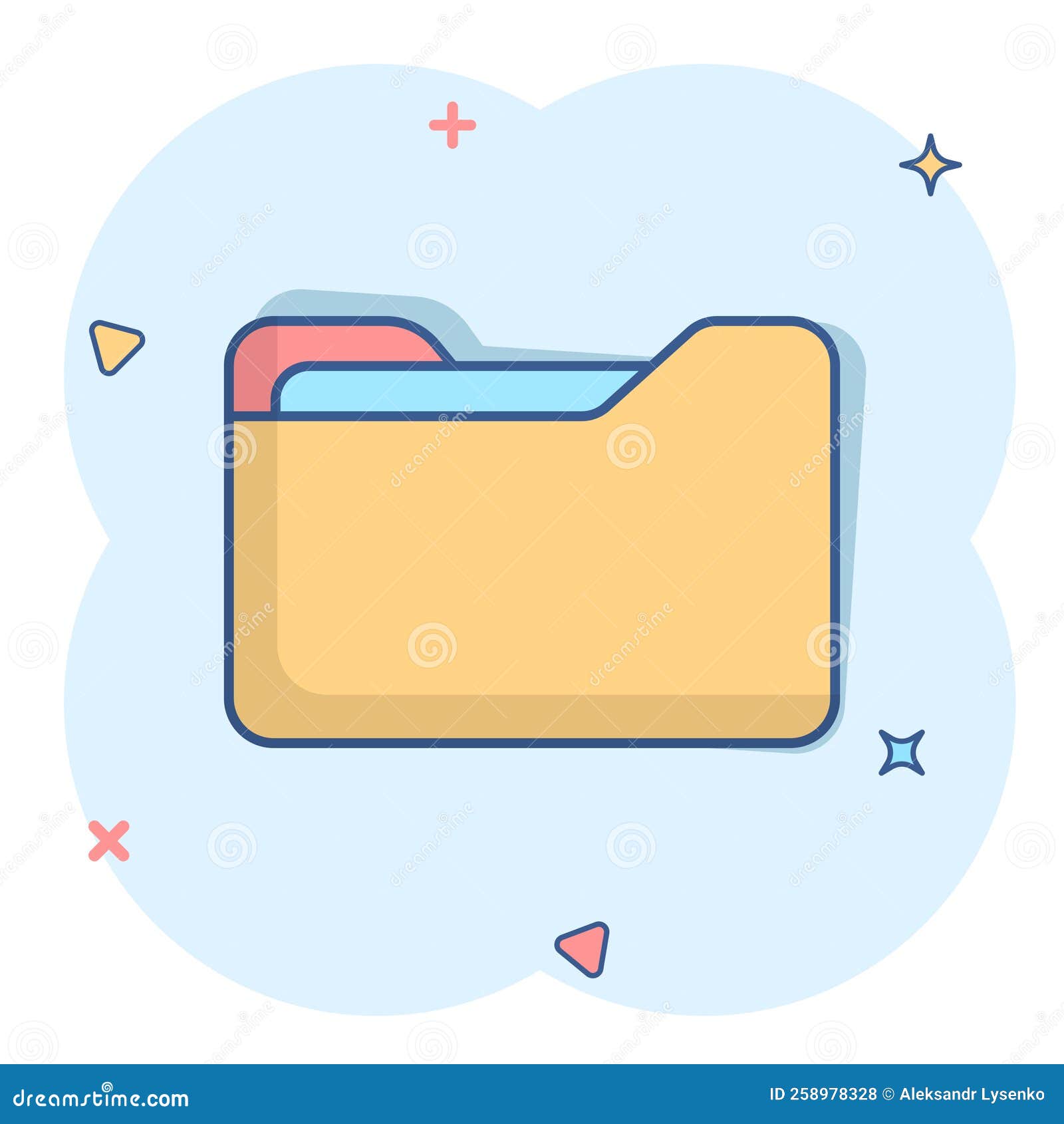 File Folder Icon in Comic Style. Documents Archive Vector Cartoon ...