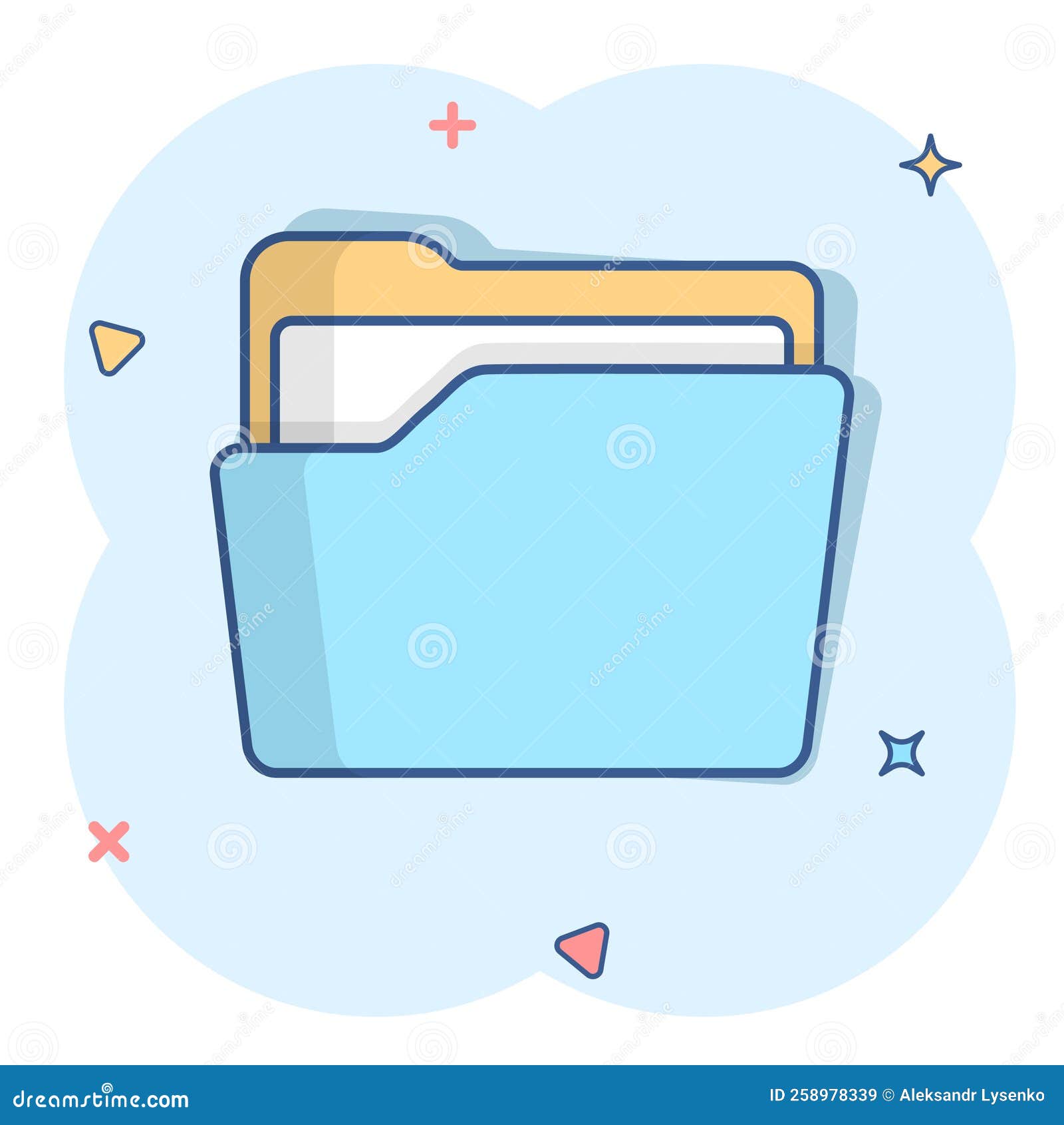 File Folder Icon in Comic Style. Documents Archive Vector Cartoon ...