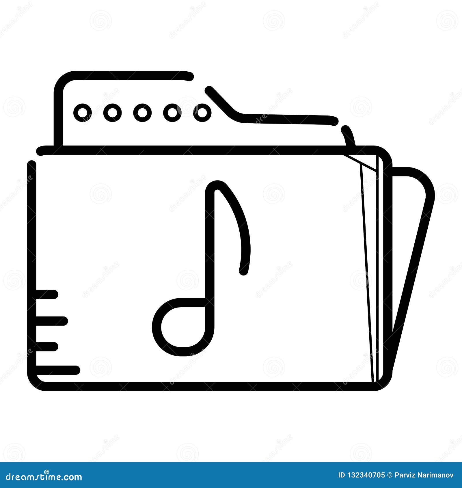 File Folder Icon with a Music Note Stock Vector - Illustration of ...