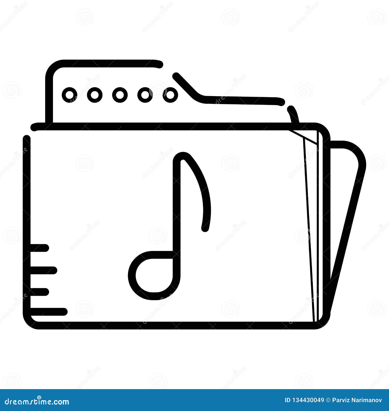 File Folder Icon with a Music Note Stock Illustration - Illustration of ...