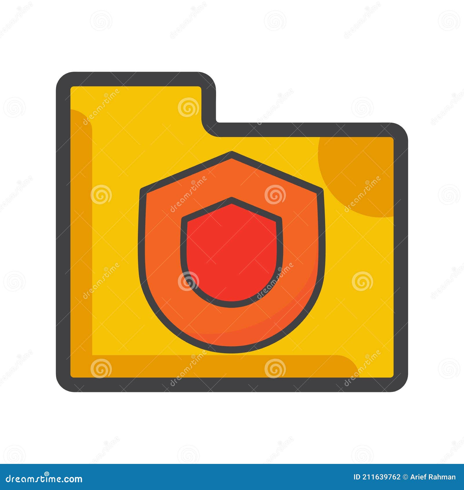 File Folder Icon. File Folder with Protection Shield Illustration. Flat ...