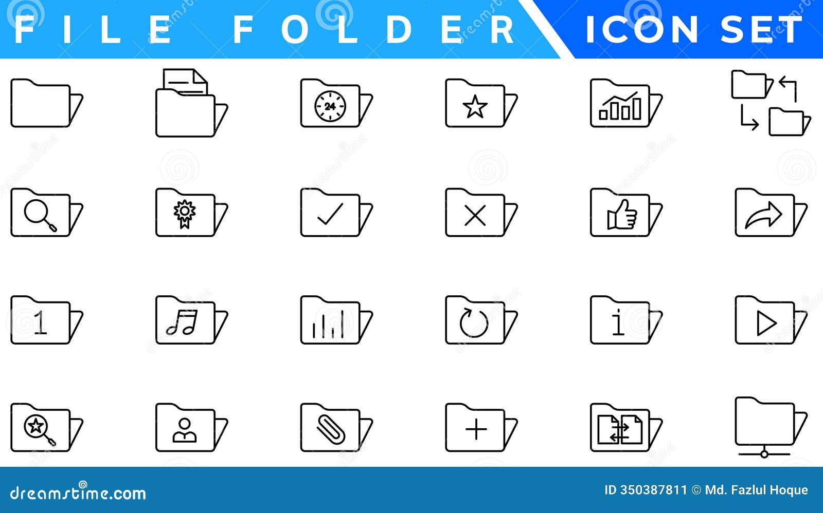 File Folder Icon Set. Design for App, Logo Etc Stock Illustration ...