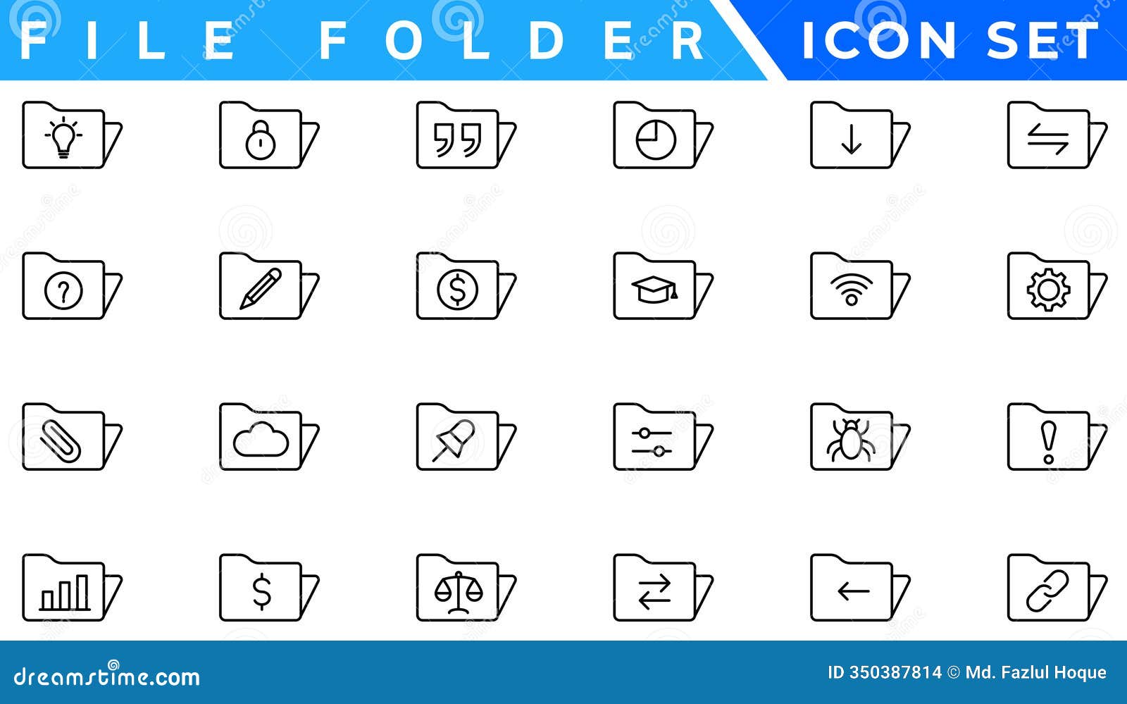 File Folder Icon Set. Design for App, Logo Etc Stock Illustration ...