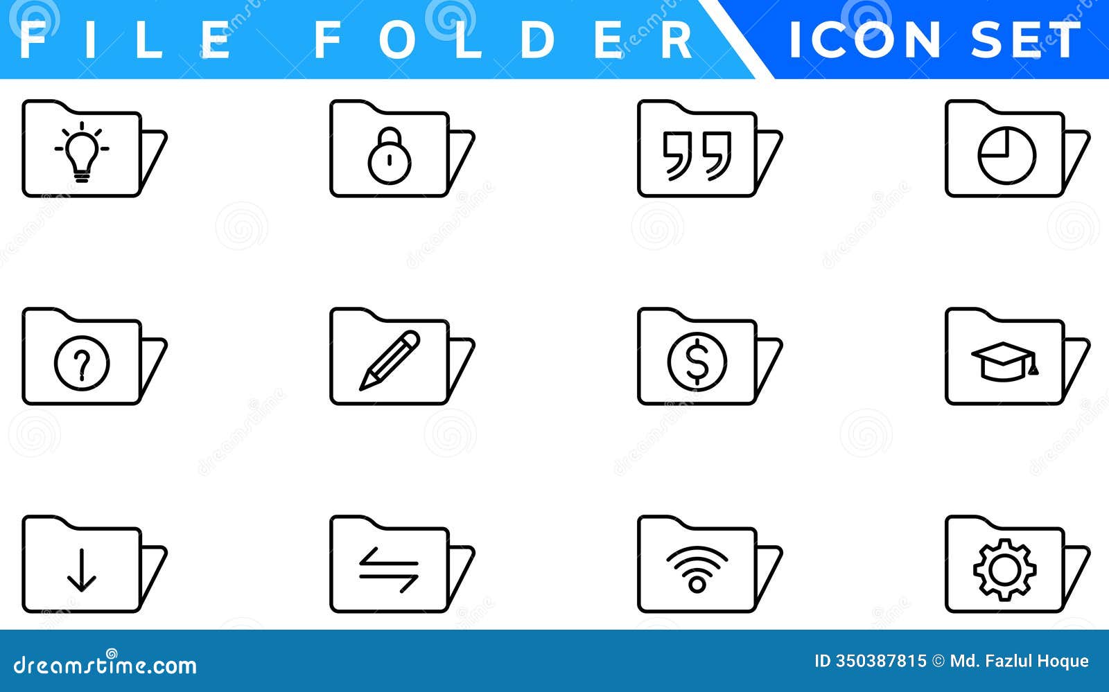 File Folder Icon Set. Design for App, Logo Etc Stock Illustration ...