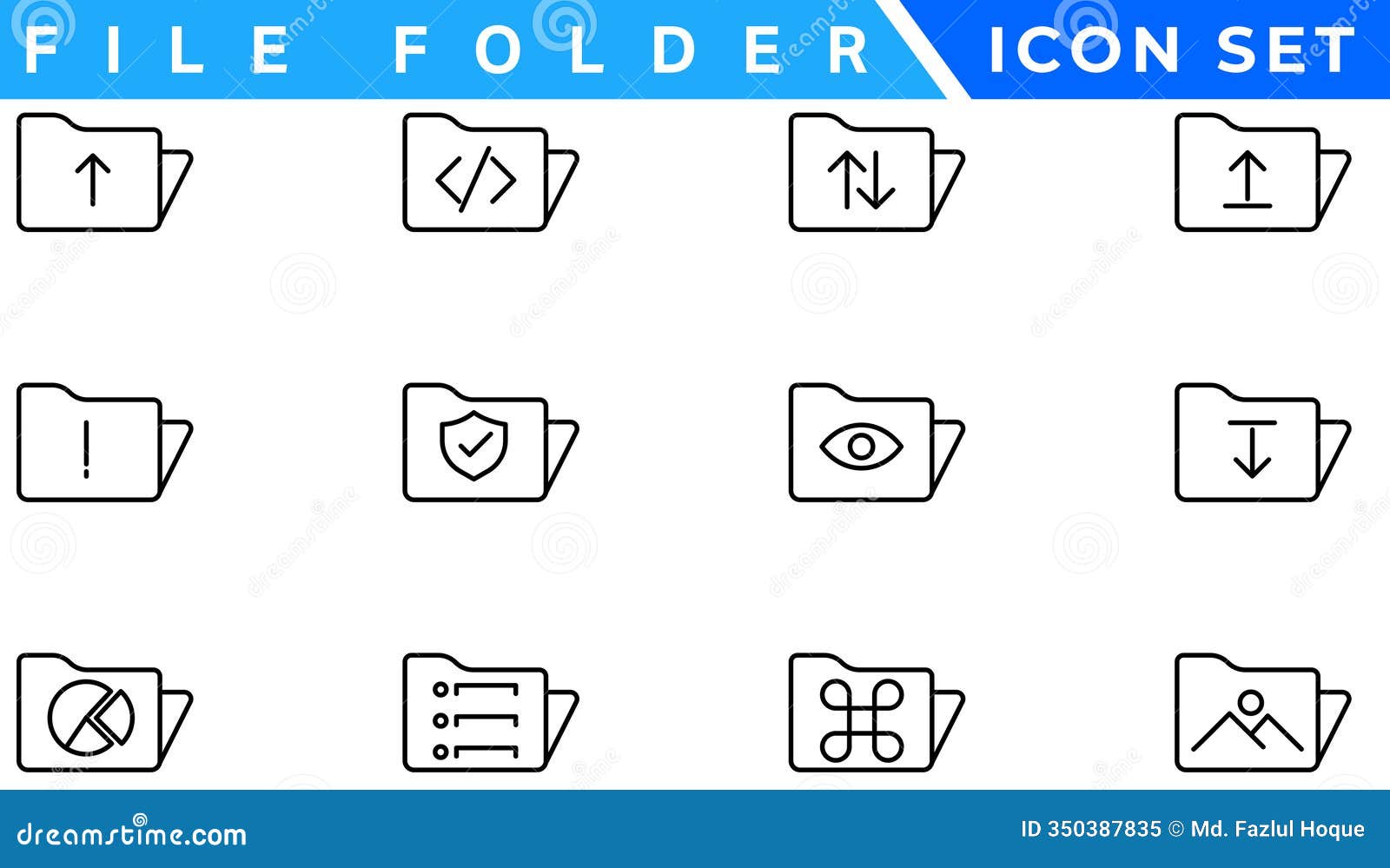 File Folder Icon Set. Design for App, Logo Etc Stock Illustration ...