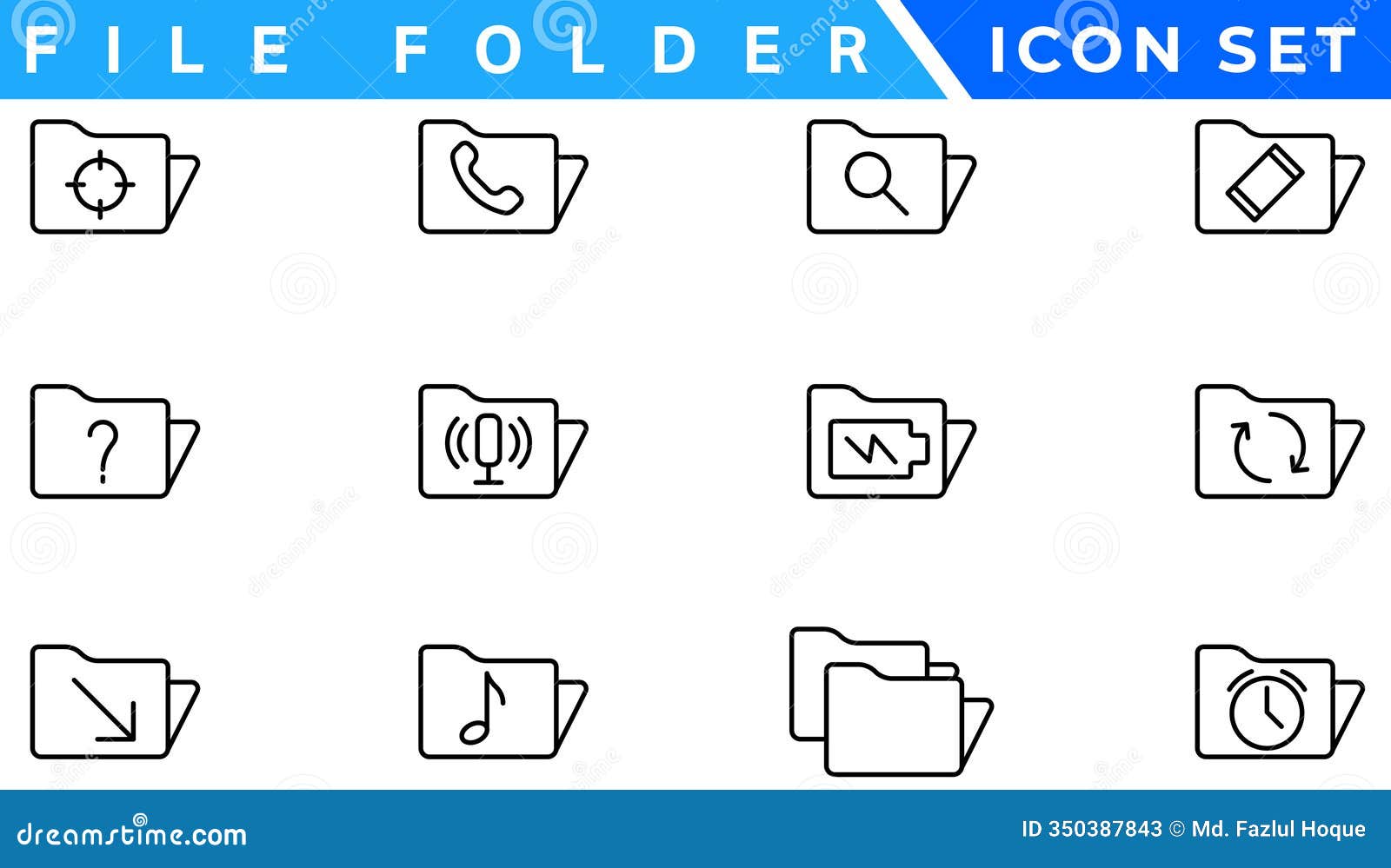 File Folder Icon Set. Design for App, Logo Etc Stock Illustration ...