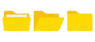 File Folder Icon Set. Open Folder and Close Folder with Documents Stock ...