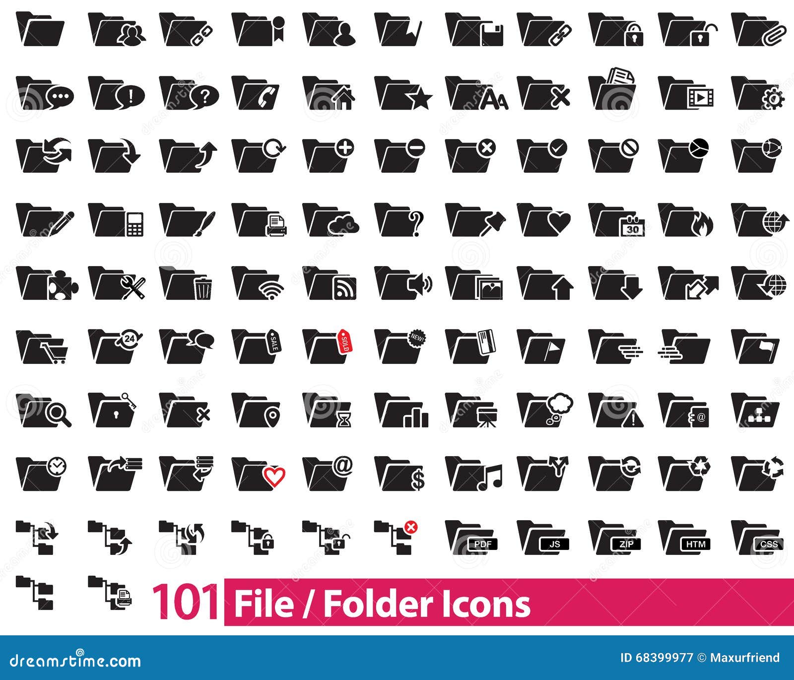 101 File and Folder Icons Illustrator Stock Vector - Illustration of ...