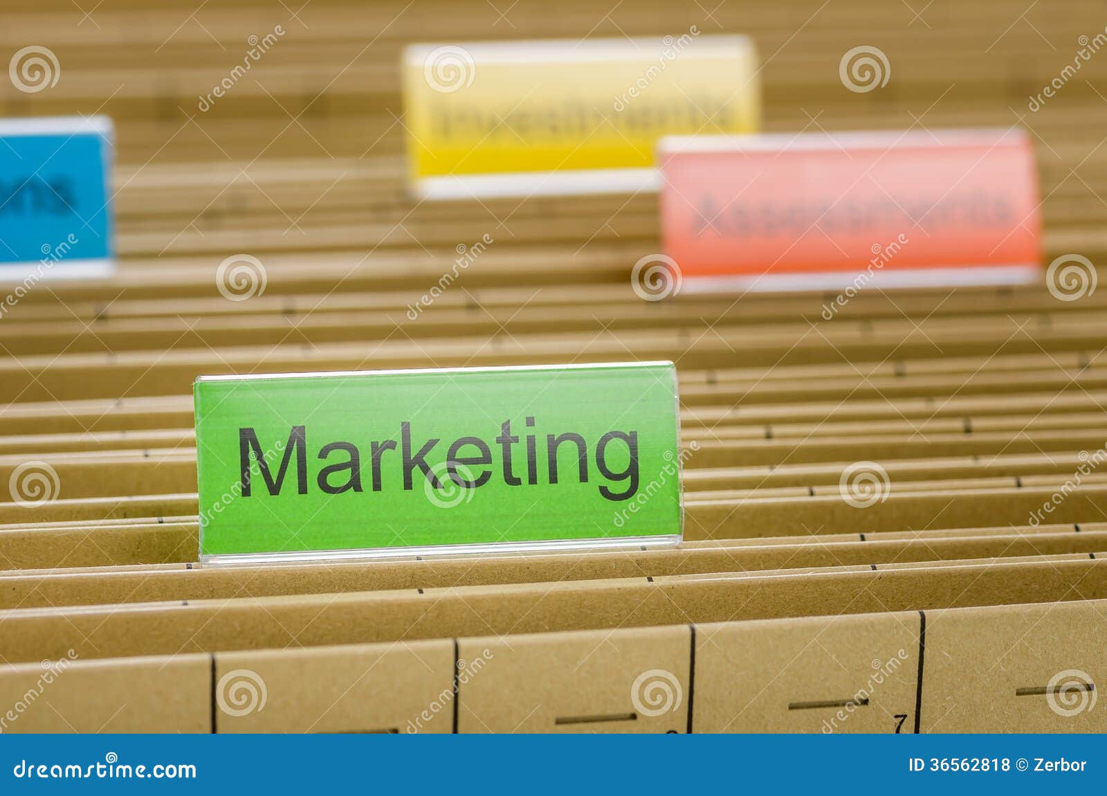 File Folder Labeled with Marketing Stock Photo - Image of folder ...