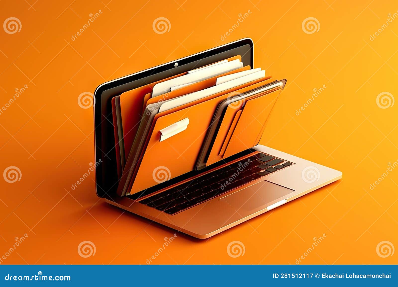 File Folder on Laptop Screen with Vibrant Orange Background. Created ...