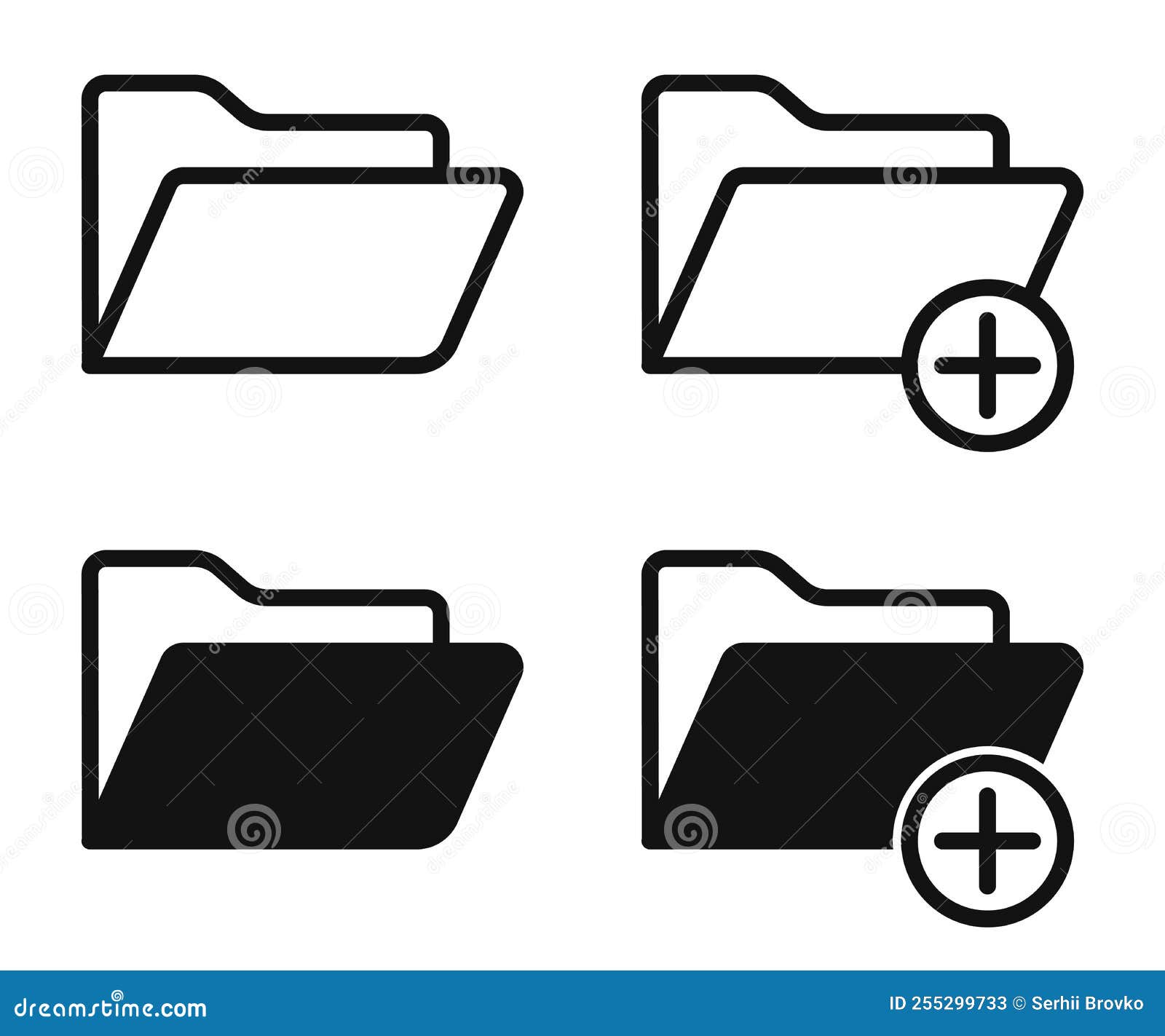 File Folder Line Icon Set. Vector Illustration Stock Vector ...