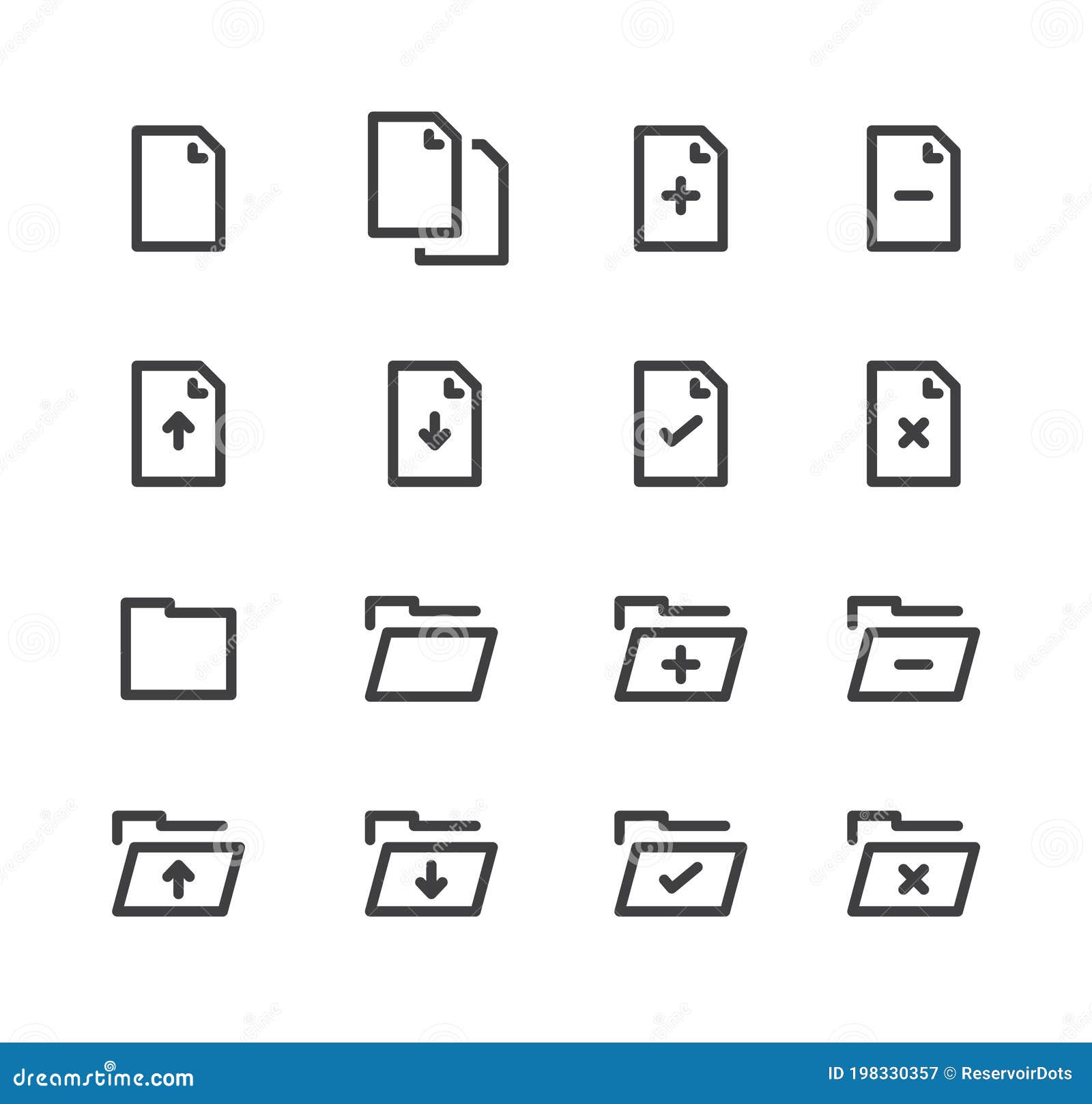 File & Folder Line Icons Stock Vector - Illustration of upload, page ...