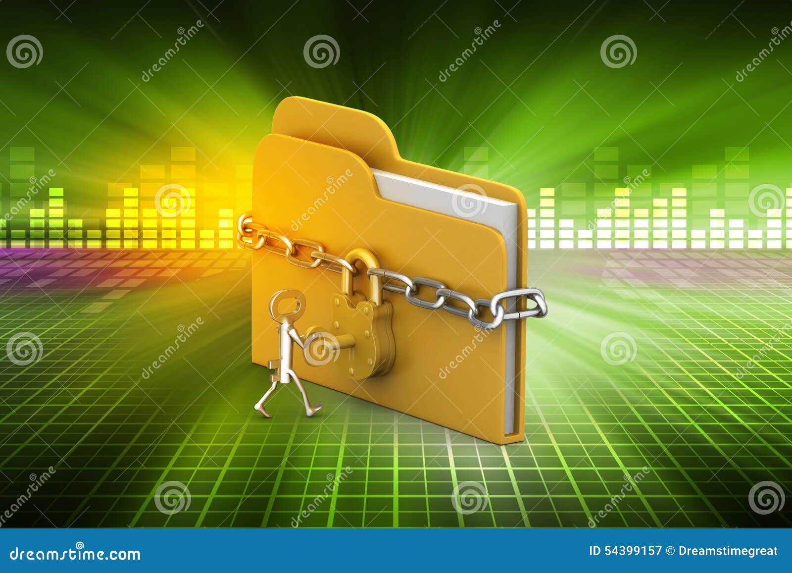 File Folder Locked with Chain Stock Illustration - Illustration of ...