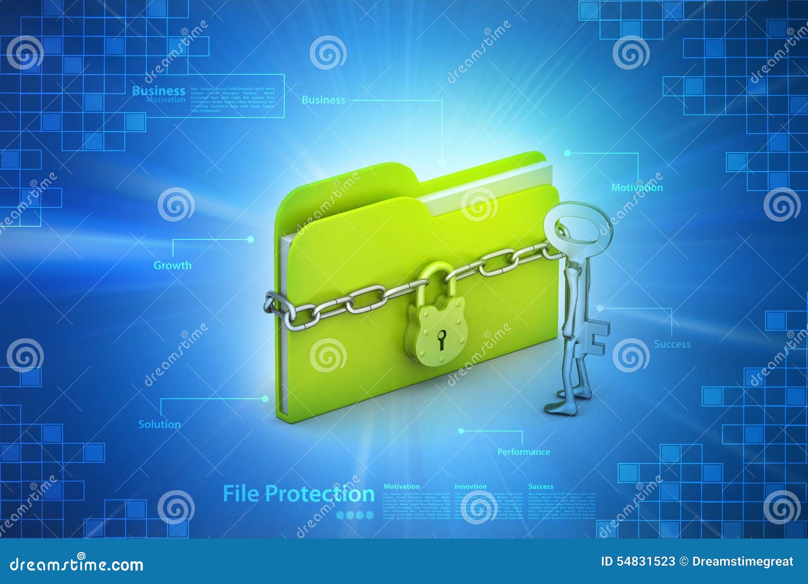 File Folder Locked with Chain Stock Illustration - Illustration of ...