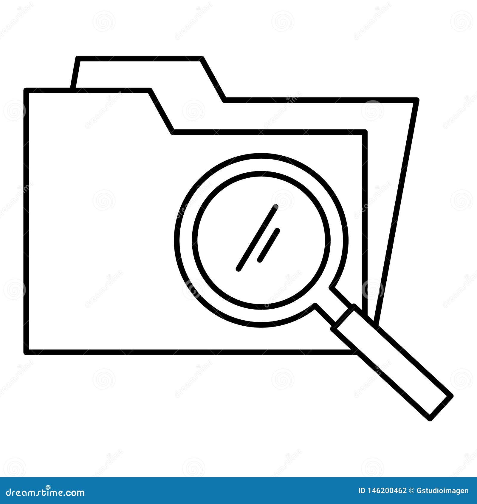File Folder with Magnifying Glass Stock Illustration - Illustration of ...