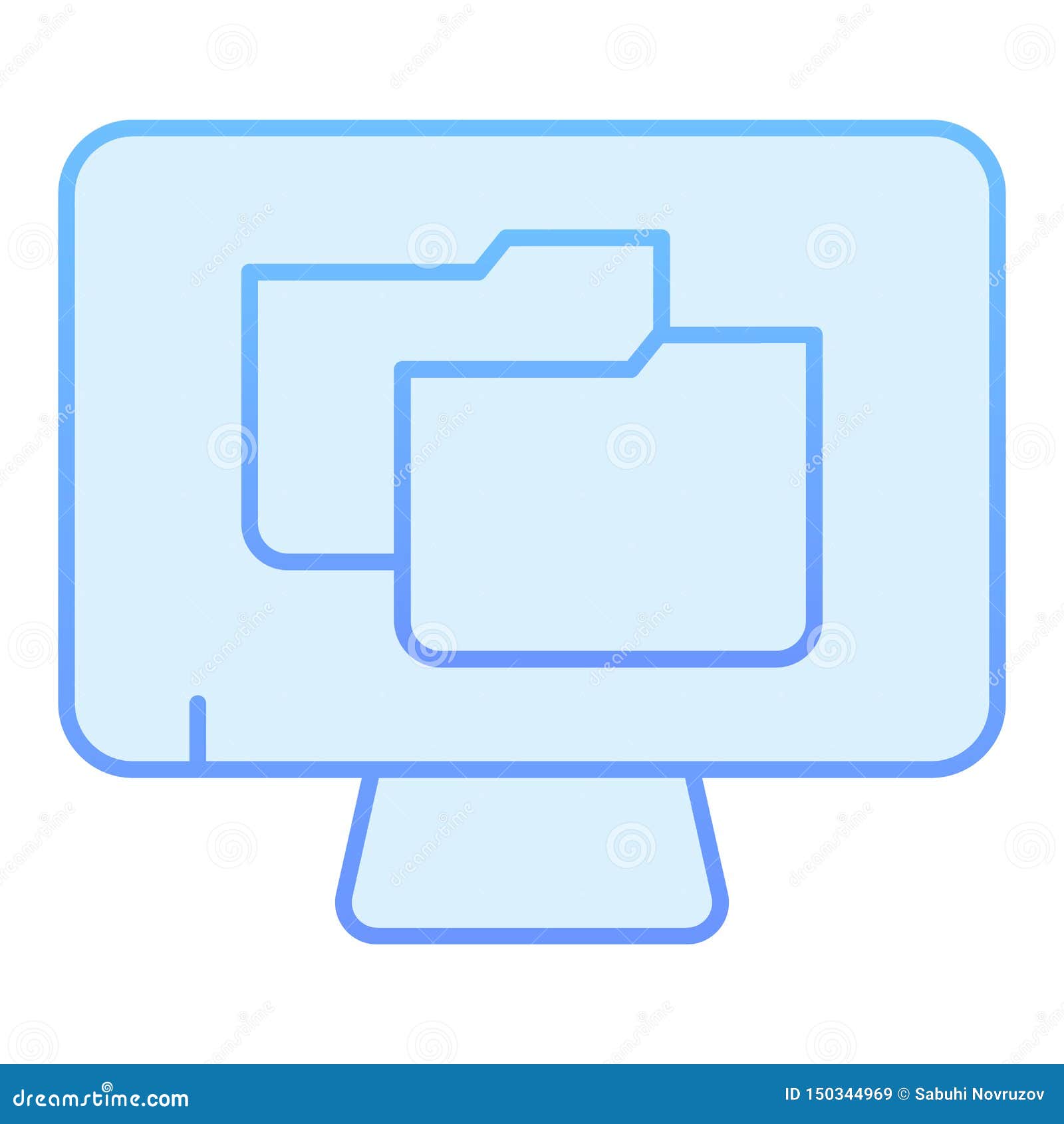File Folder on Pc Flat Icon. Monitor with Folder Blue Icons in Trendy ...