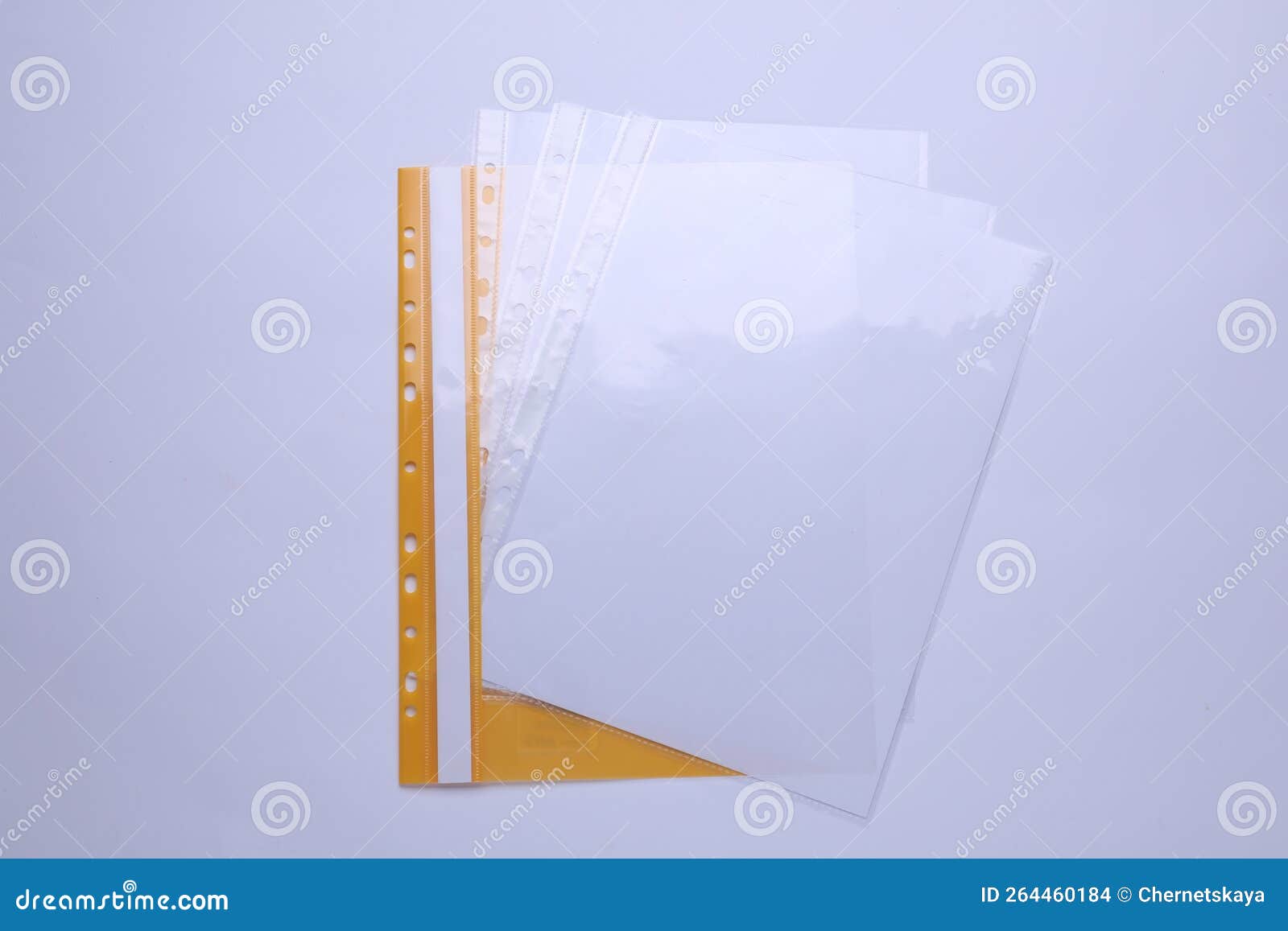File Folder with Punched Pockets and Paper Sheets Isolated on White ...