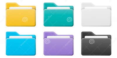File Folder Realistic Icon Set. Vector Illustration Stock Vector ...