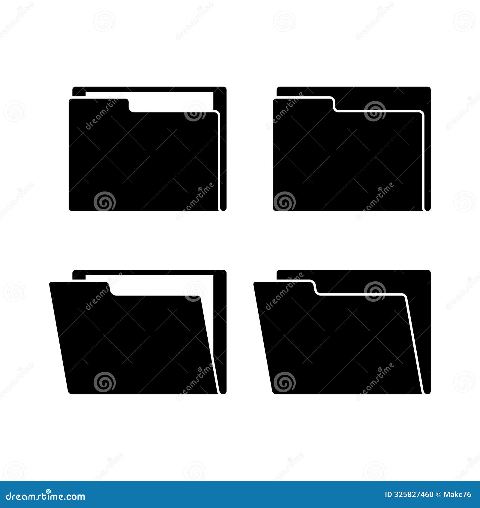 File Folder Set, Symbol of Office Document, Opened and Closed Folders ...