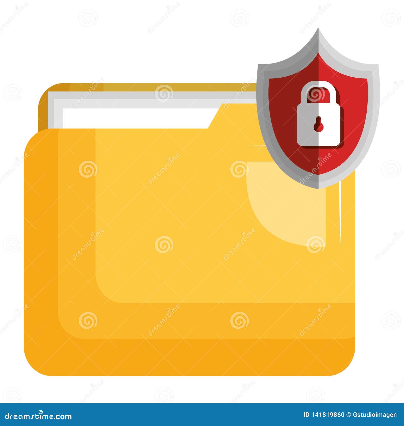 File Folder with Shield Padlock Stock Vector - Illustration of folder ...