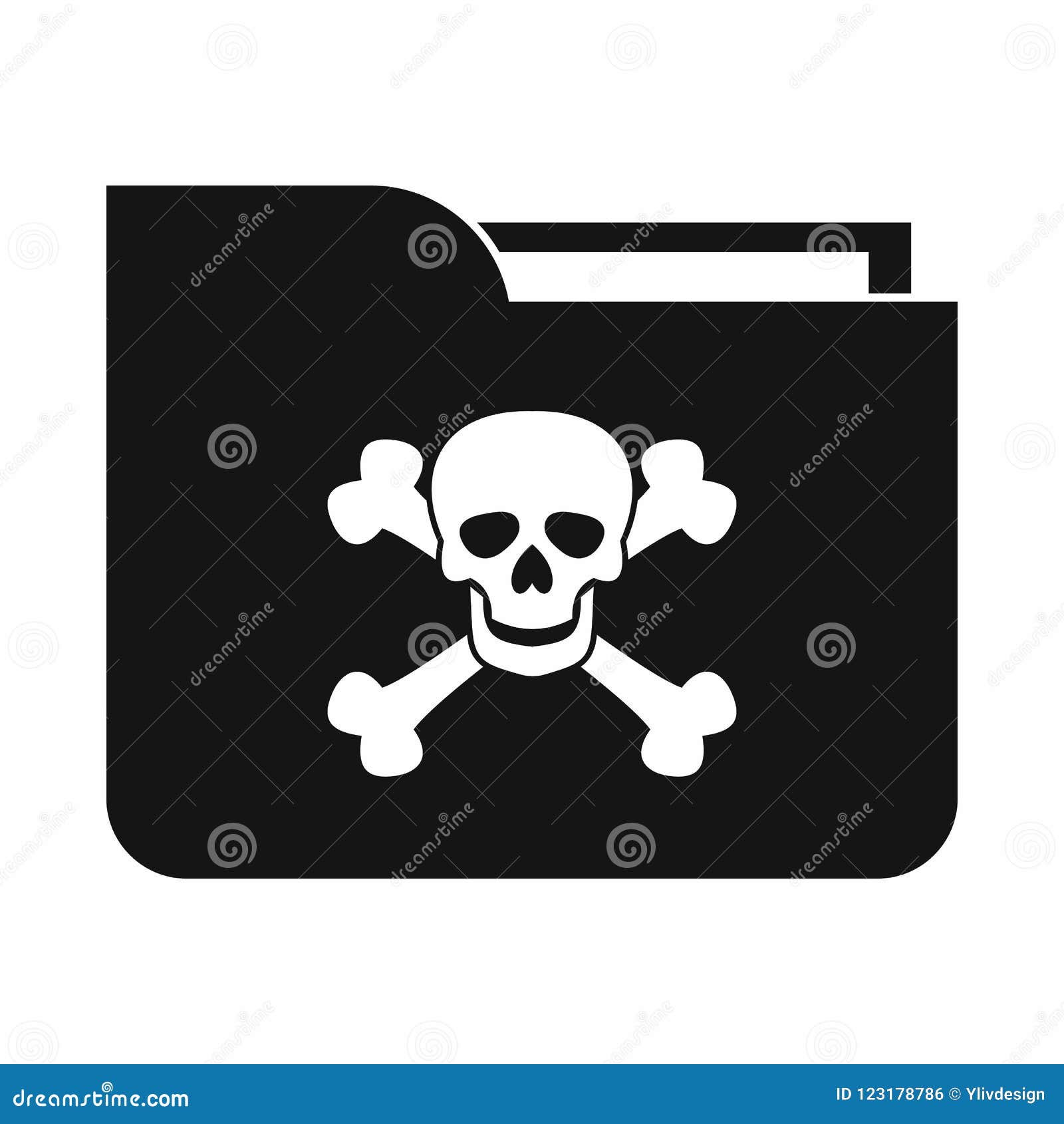 File Folder with a Skull Icon, Simple Style Stock Illustration ...