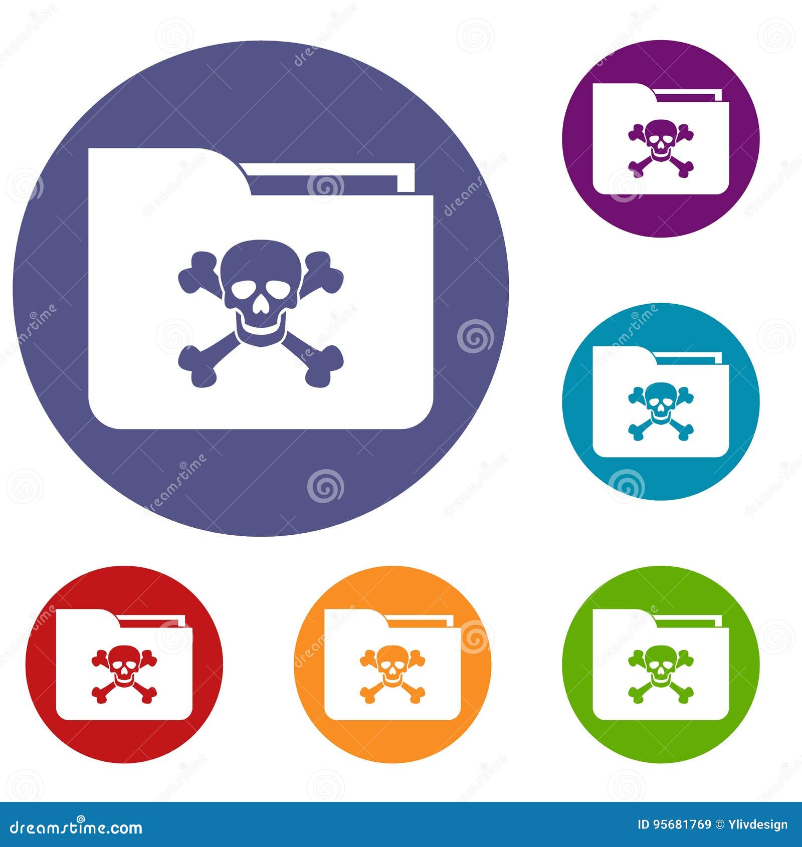 File Folder with a Skull Icons Set Stock Vector - Illustration of ...