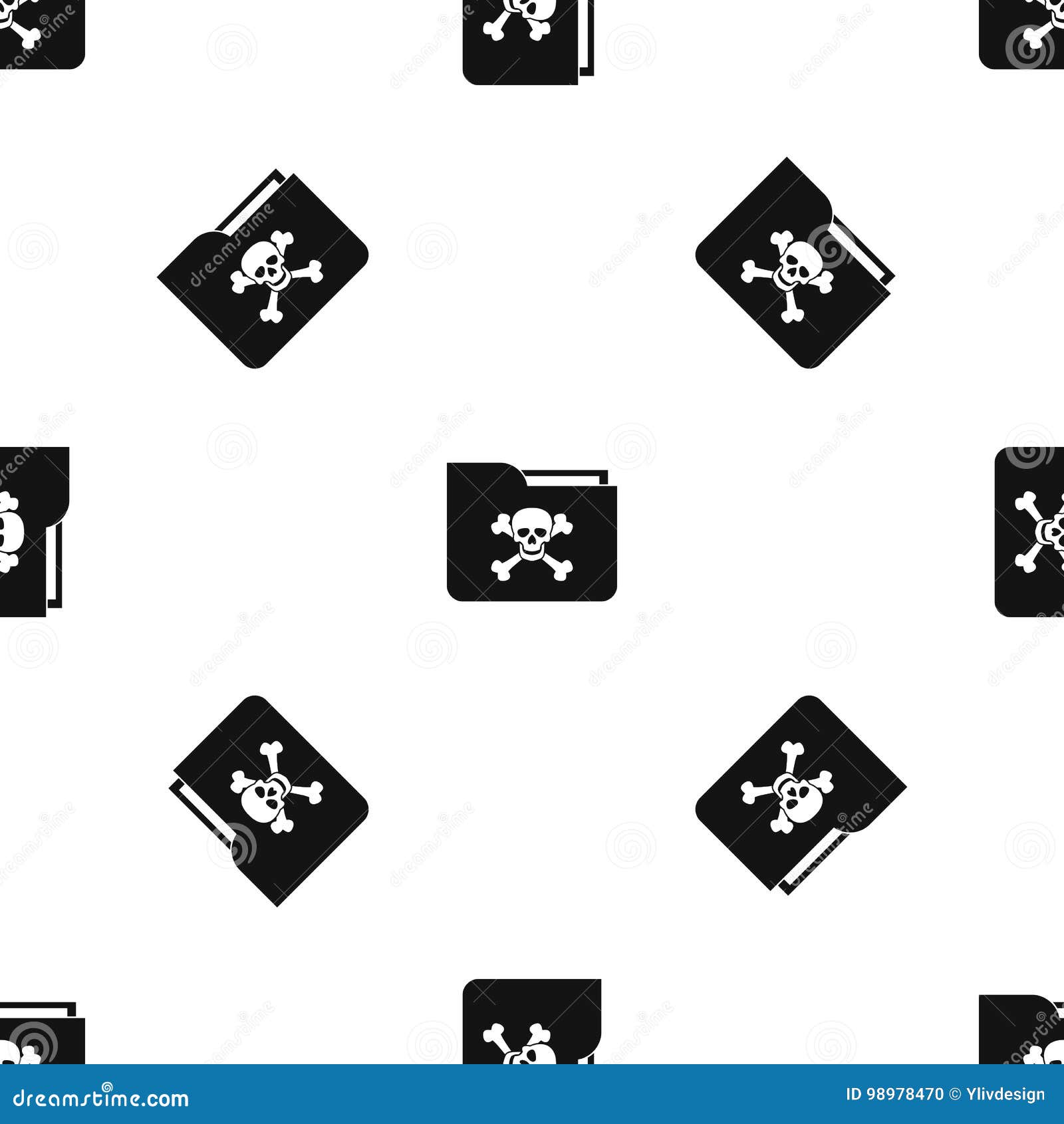 File Folder with a Skull Pattern Seamless Black Stock Vector ...