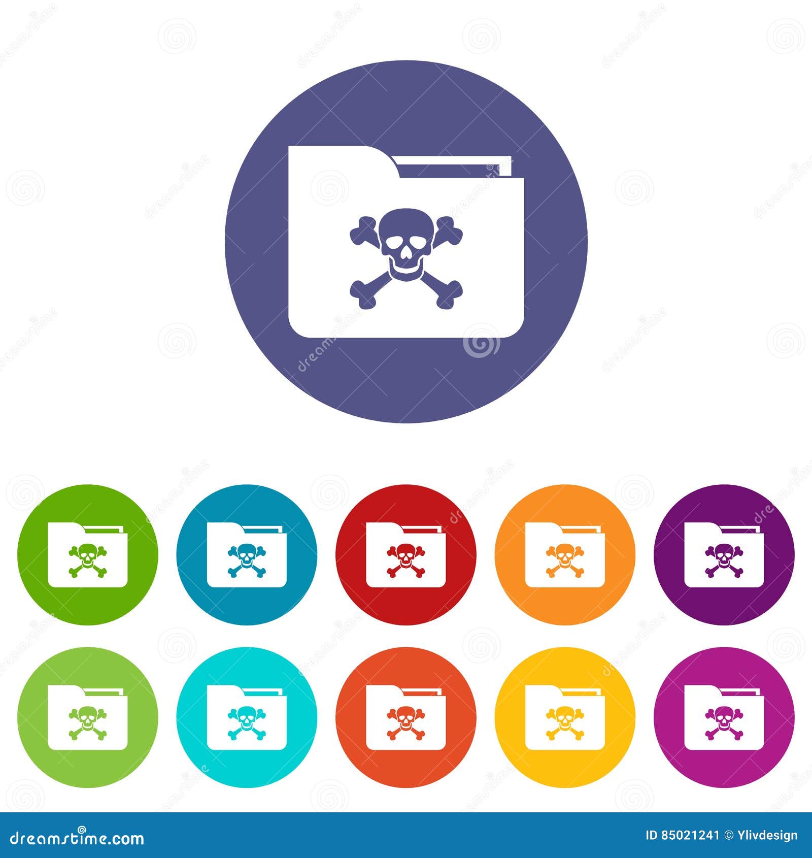 File Folder with a Skull Set Icons Stock Vector - Illustration of ...