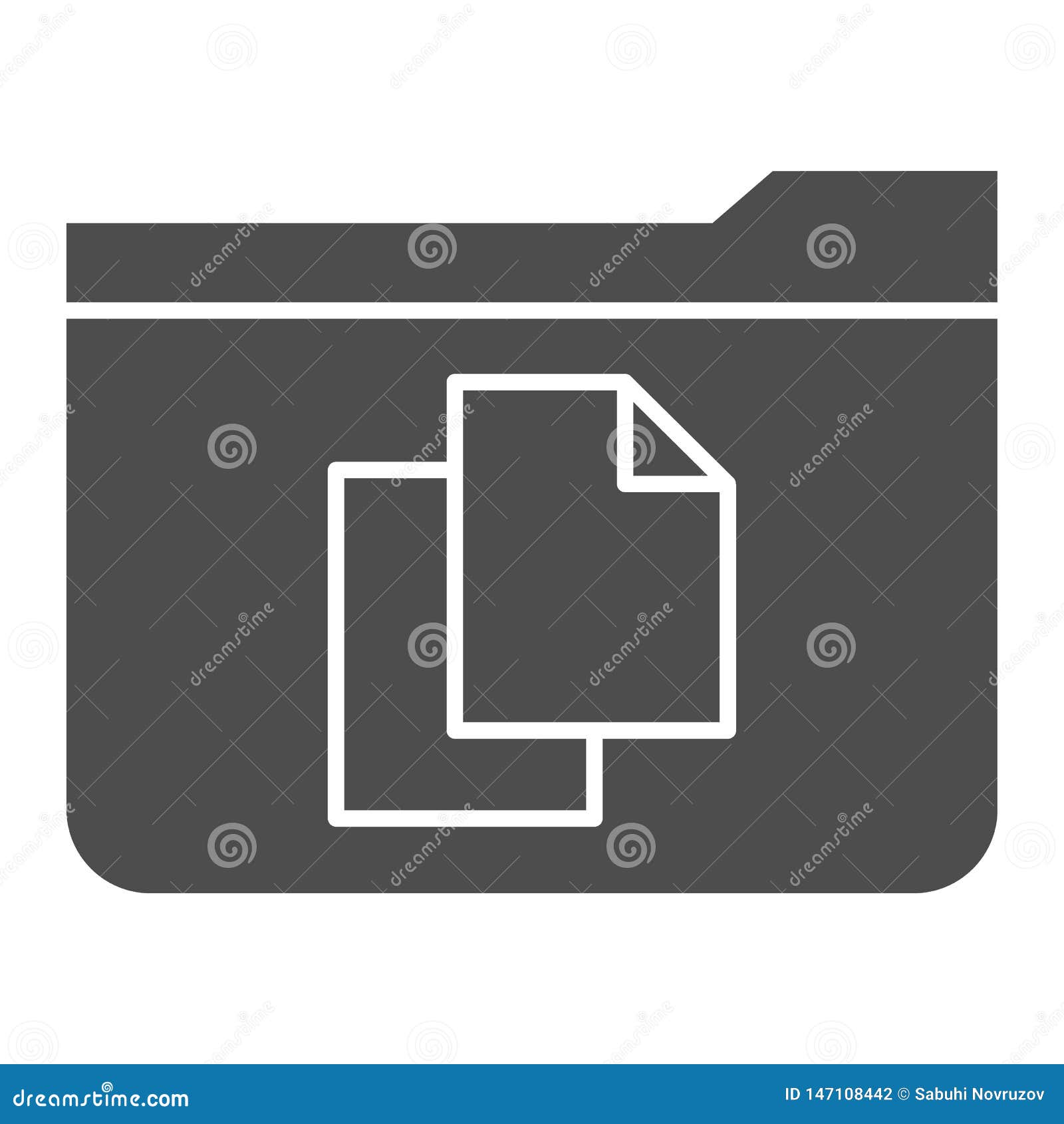 File Folder Solid Icon. Folder with Documents Vector Illustration ...