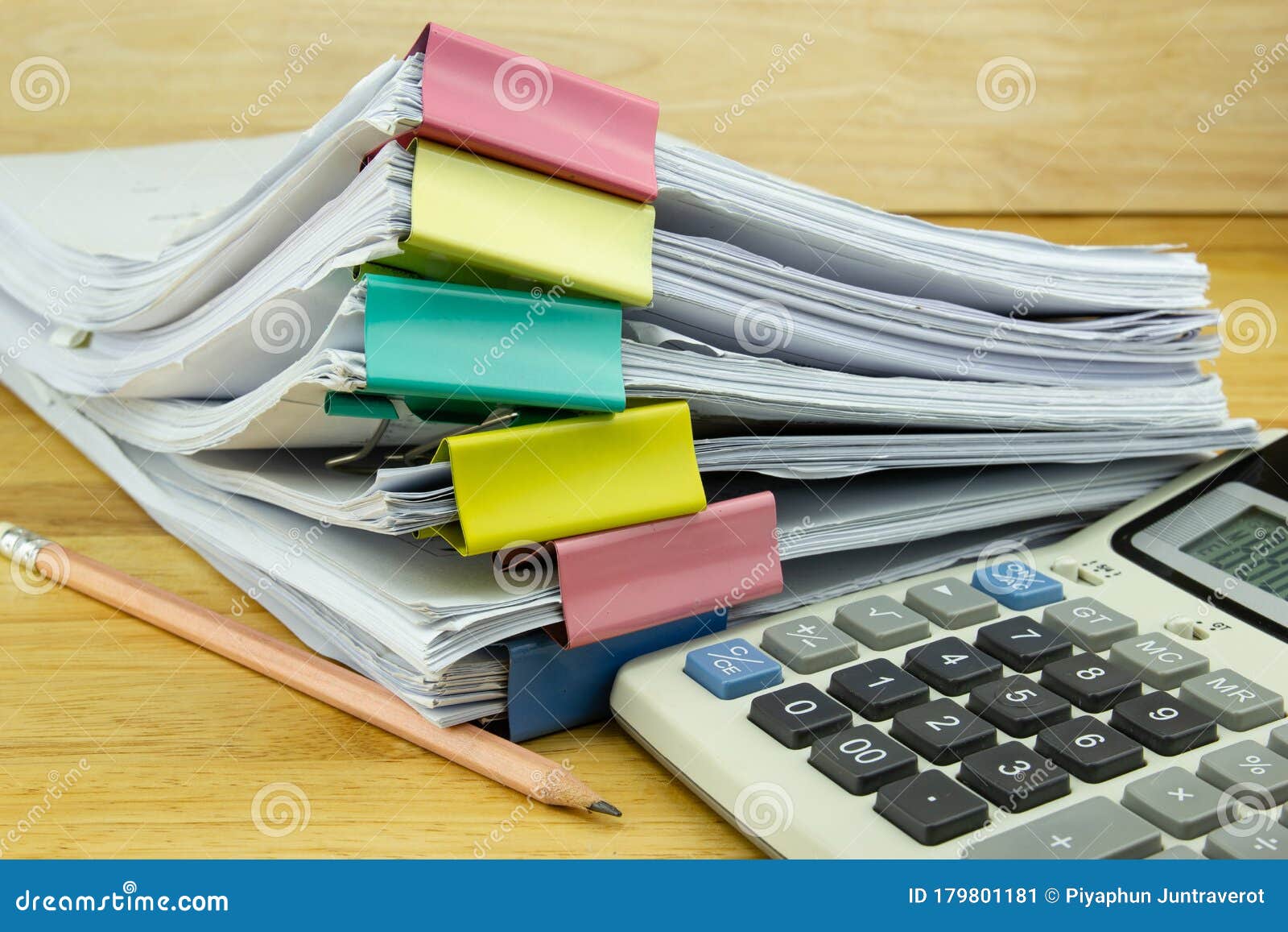 File Folder and Stack of Business Report Paper File with Stock Image ...