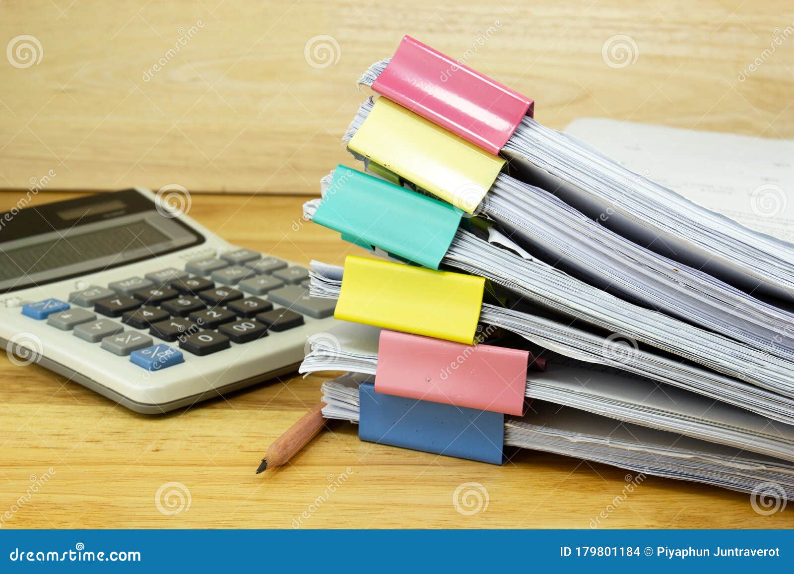 File Folder and Stack of Business Report Paper File with Stock Photo ...