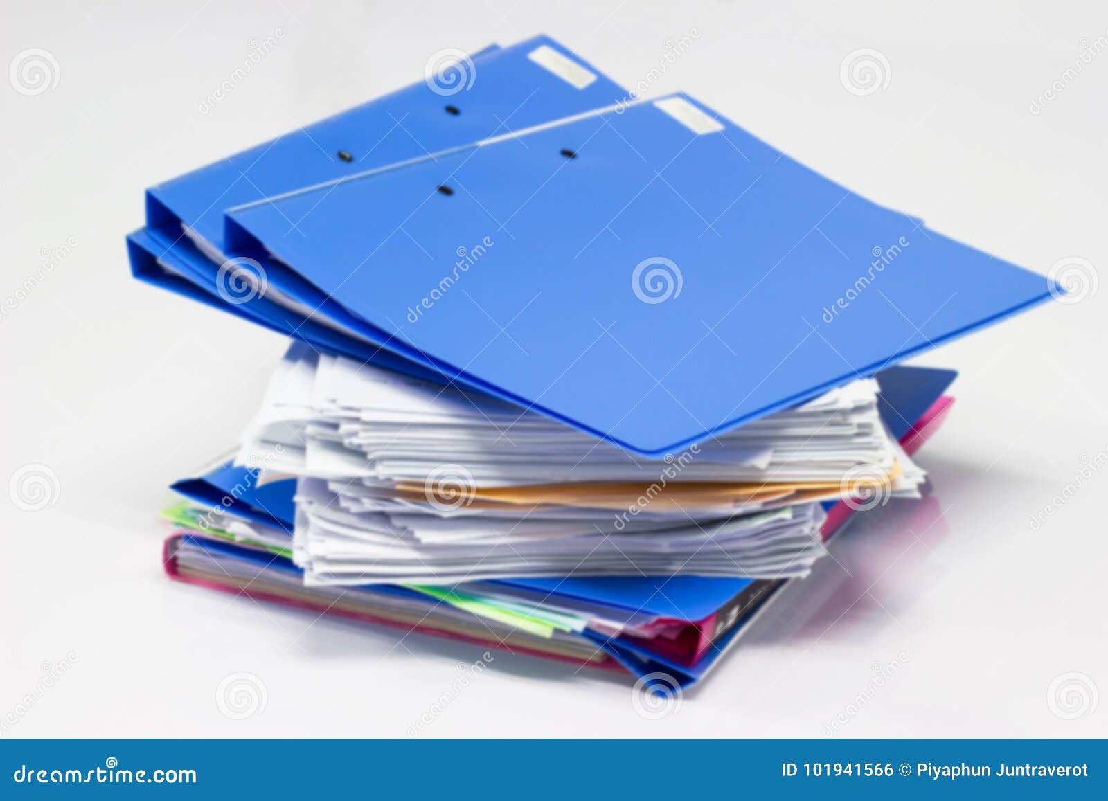 File Folder and Stack of Business Report Paper Stock Photo - Image of ...