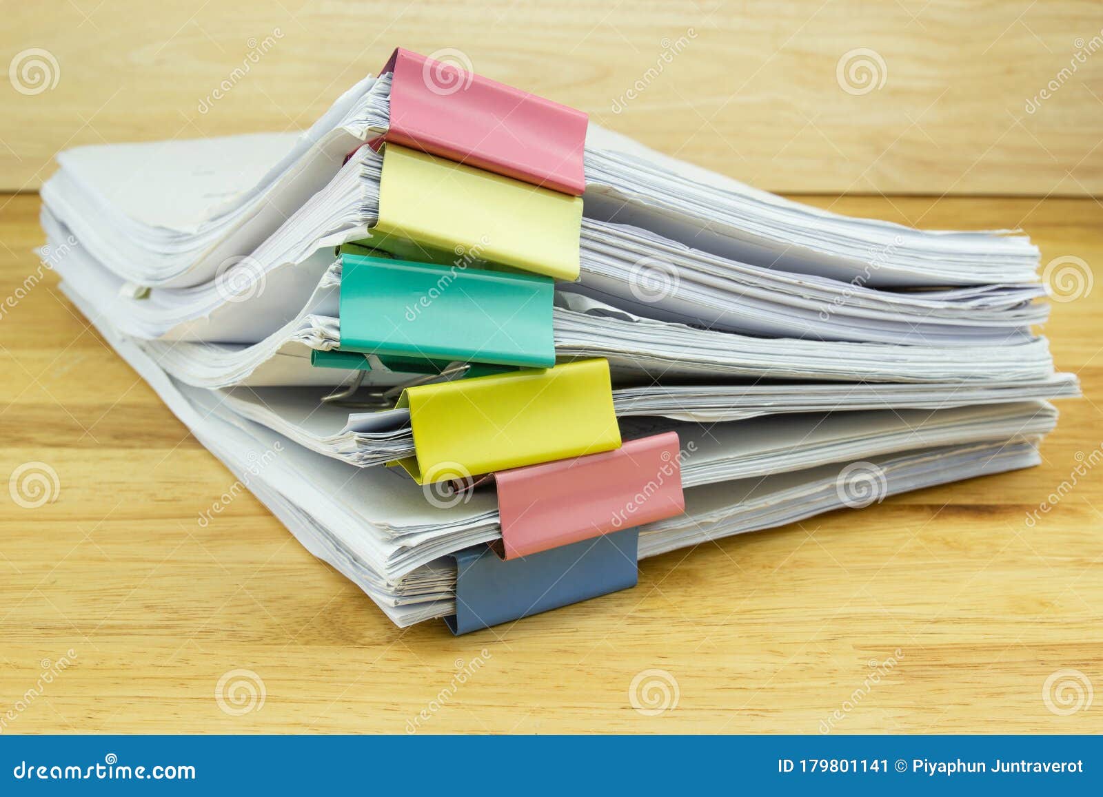 File Folder and Stack of Business Report Paper File on the Table Stock ...