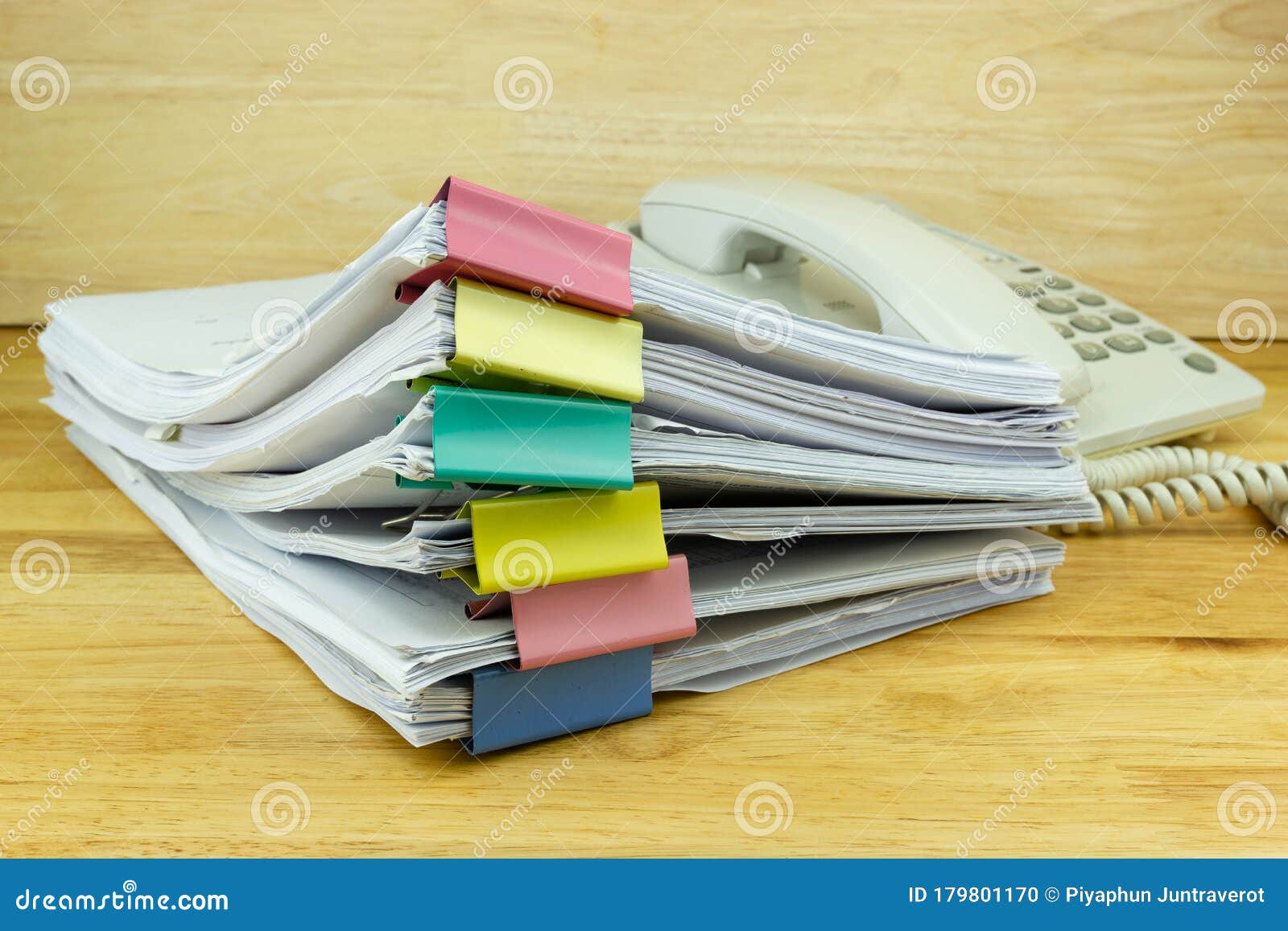 File Folder and Stack of Business Report Paper File on the Table Stock ...