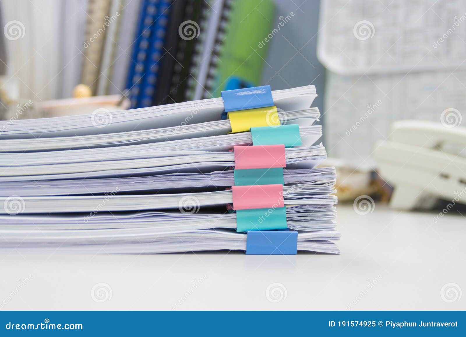 File Folder and Stack of Business Report Paper File Stock Image - Image ...