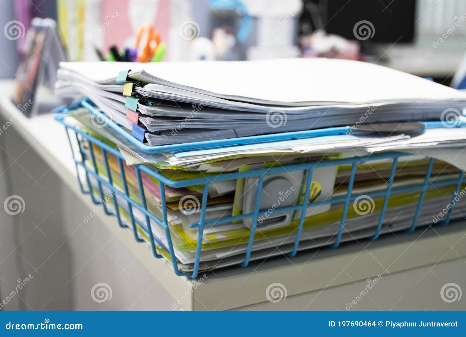 File Folder and Stack of Business Report Paper File on the Table Stock ...