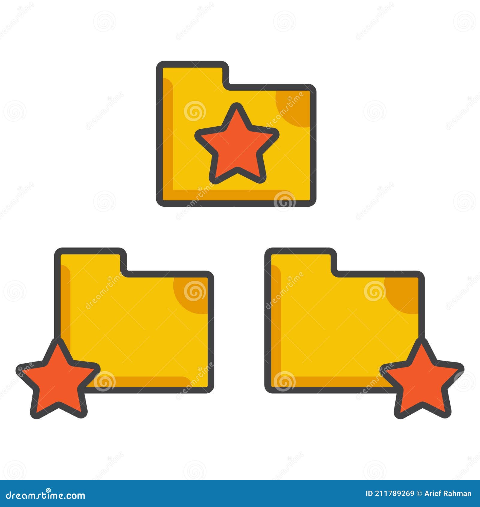 File Folder with Star Icon. File Folder Illustration. Flat Vector Icon ...
