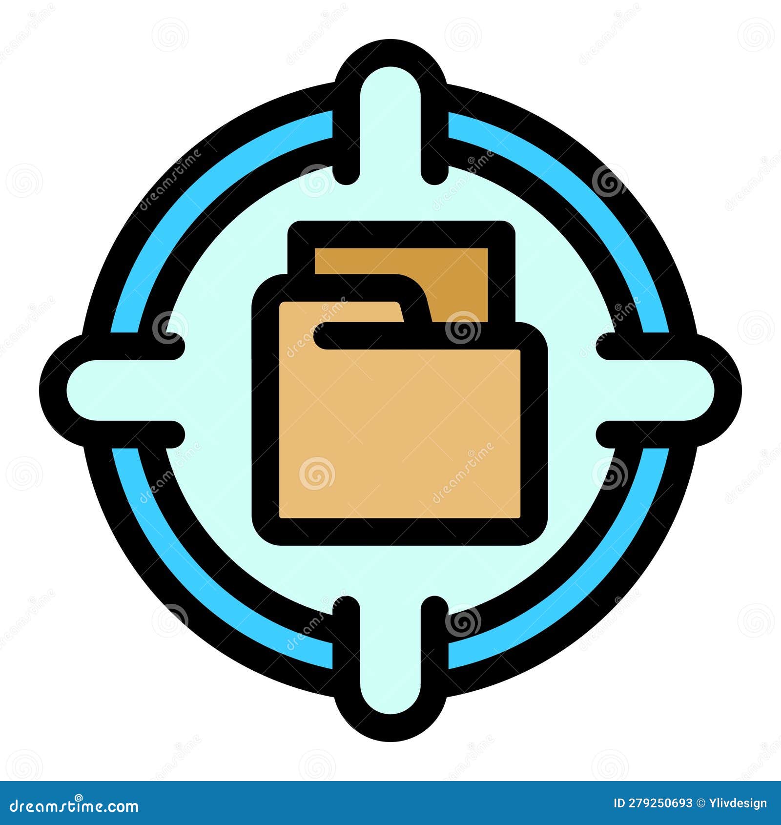 File Folder Target Icon Vector Flat Stock Illustration - Illustration ...