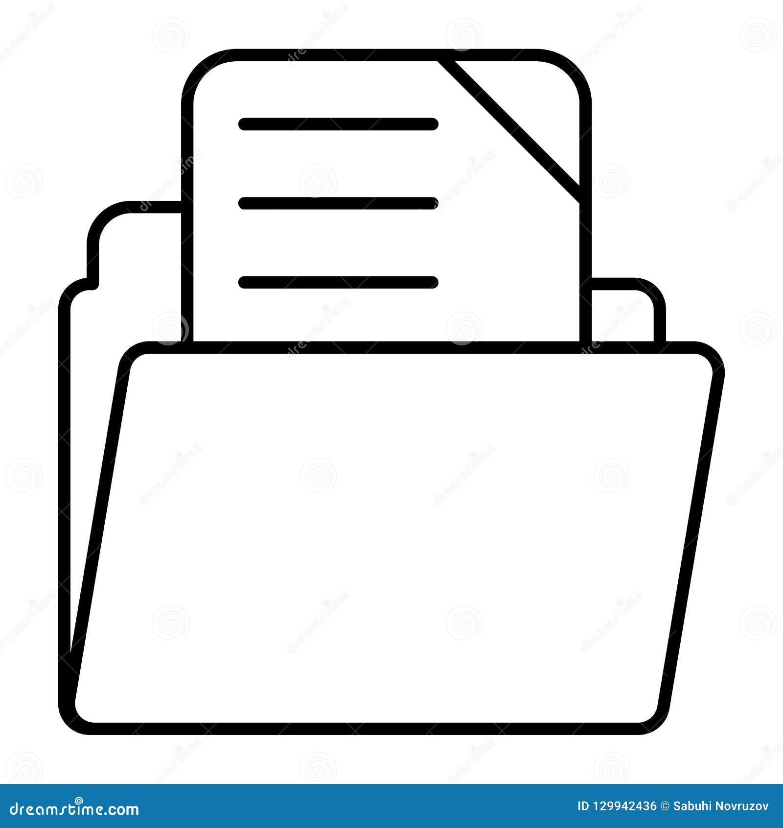 File Folder Thin Line Icon. Archive Vector Illustration Isolated On ...