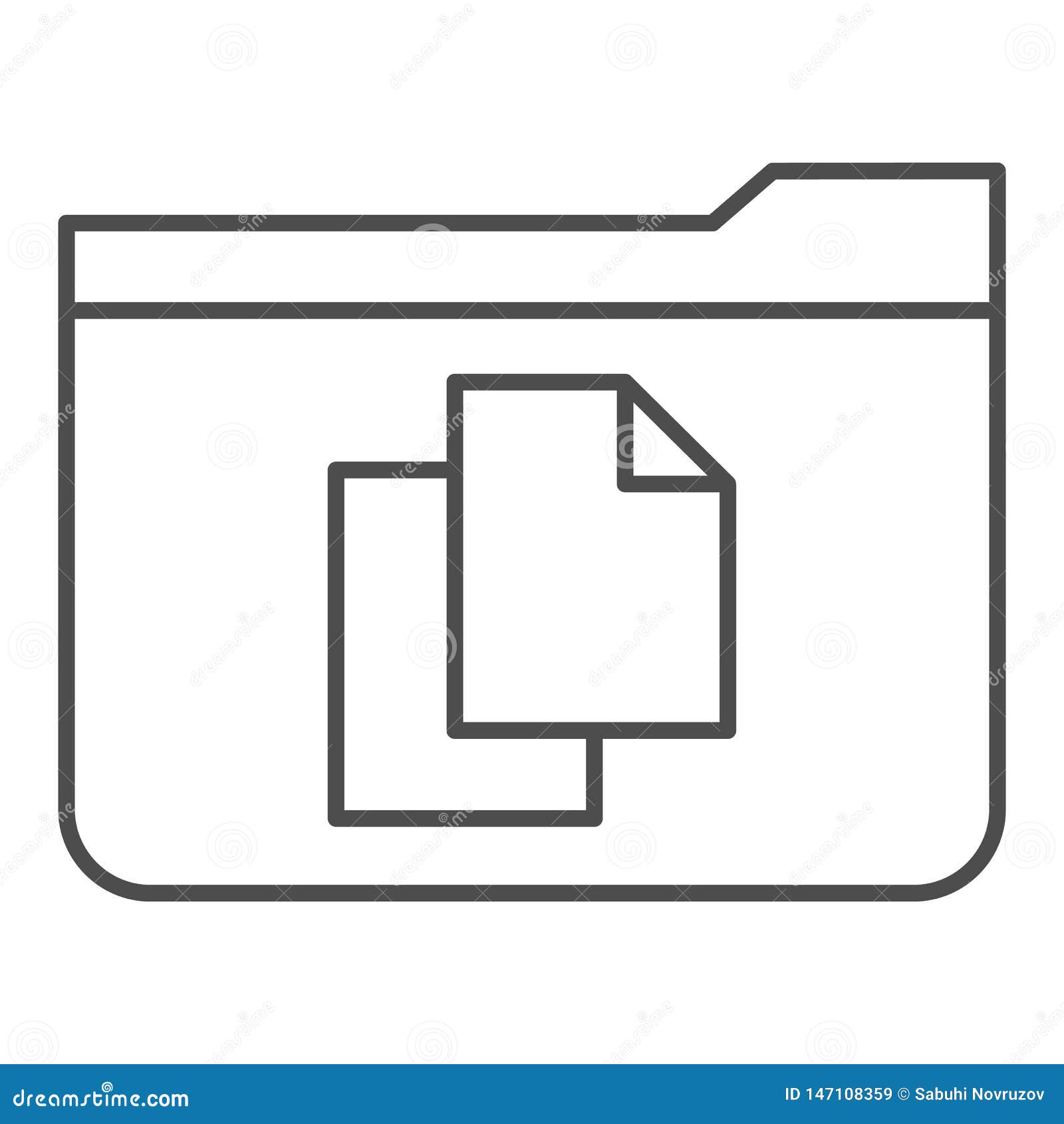 File Folder Thin Line Icon. Folder with Documents Vector Illustration ...