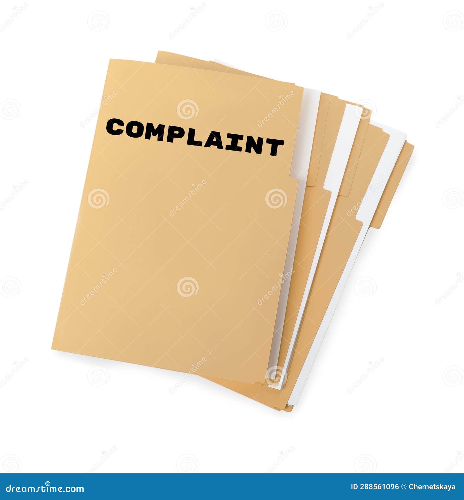 File Folder with Word Complaint on White Background, Top View Stock ...