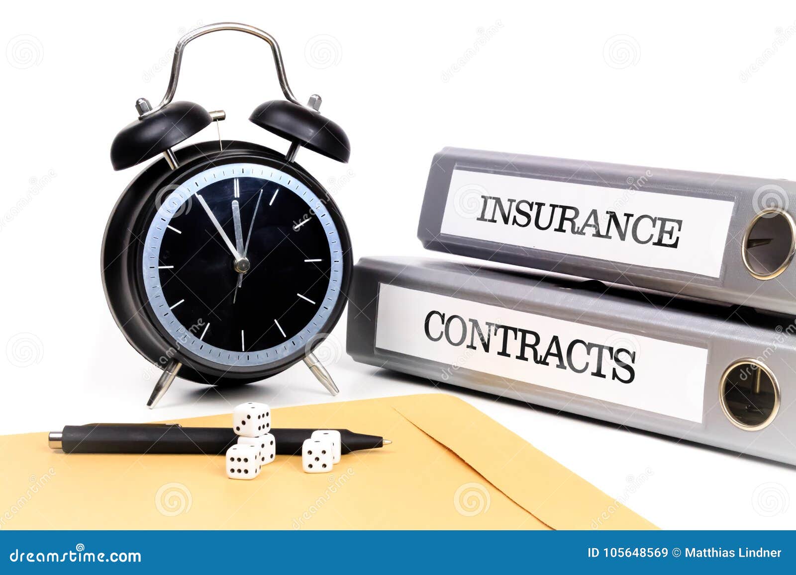 File Folders and Alarm Clock Symbolize Time Pressure while Working on ...