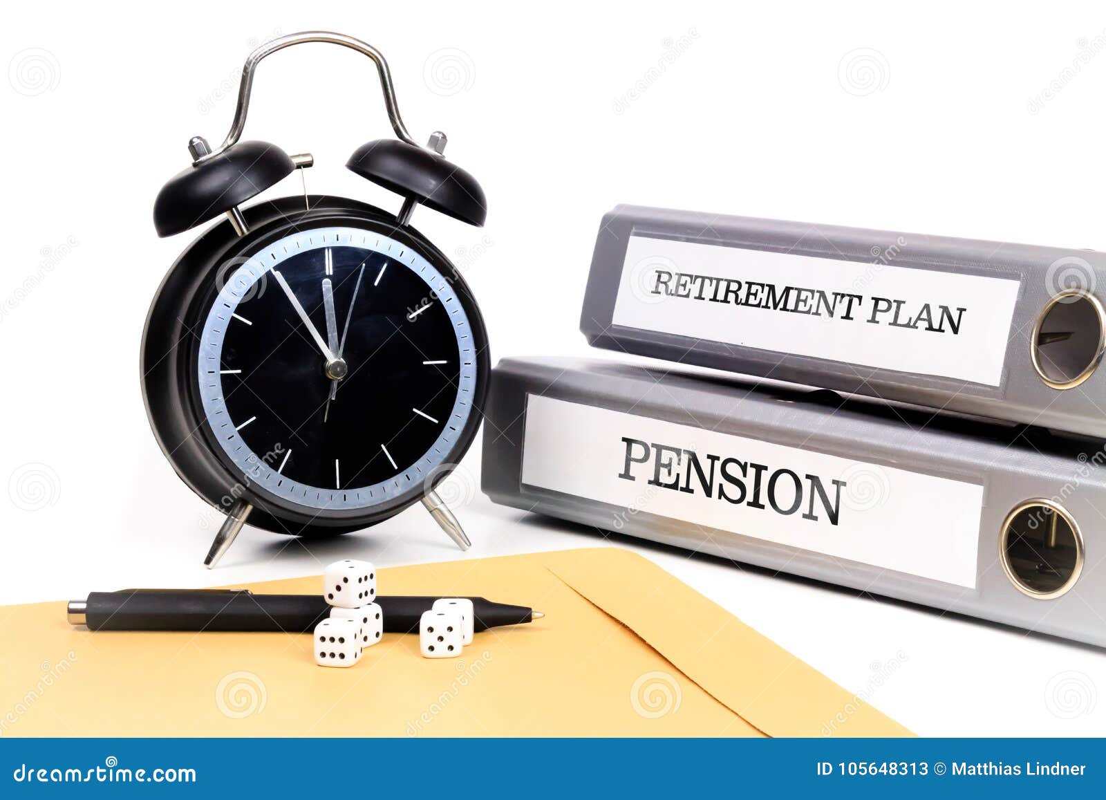 File Folders and Alarm Clock Symbolize Time Pressure while Working on ...