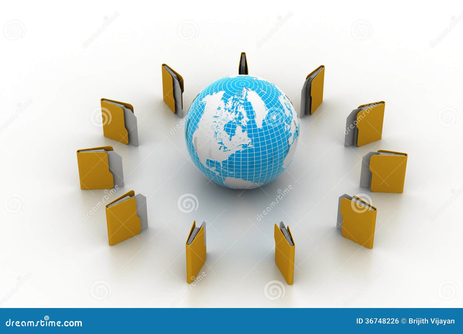 File folders around Earth stock illustration. Illustration of globe ...