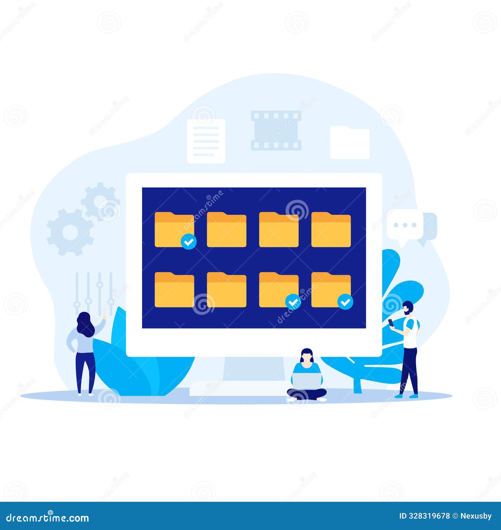 File Folders in a Computer Vector Illustration Stock Illustration ...