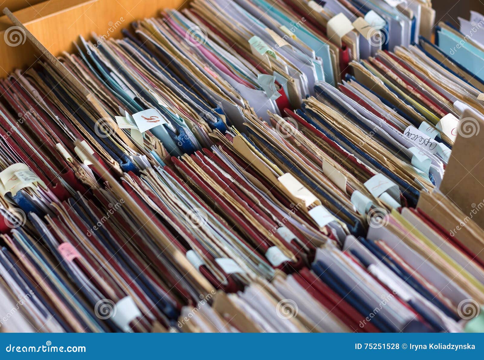 File Folders in a File Cabinet, Card Catalog in a Library, Close Stock ...