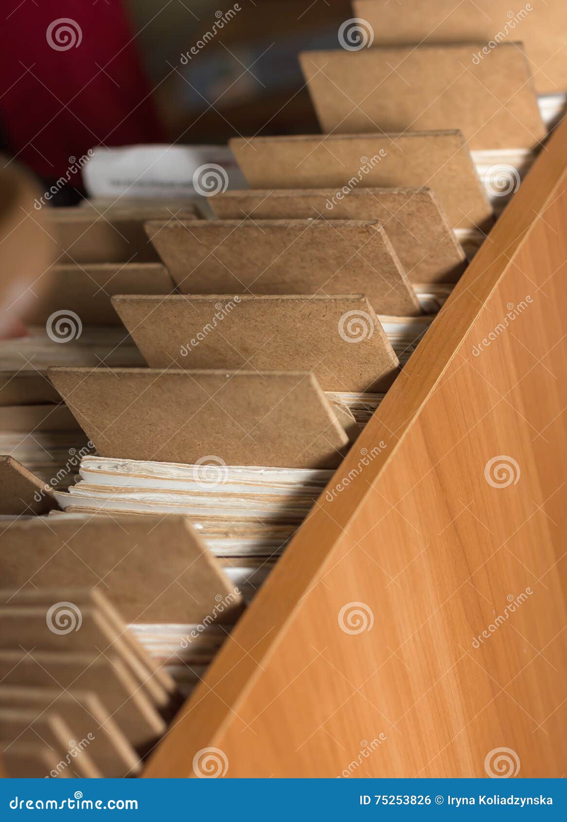 File Folders in a File Cabinet, Card Catalog in a Library, Close Stock ...
