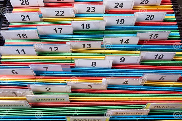 File Folders with Numerical Label Stock Photo - Image of books, number ...