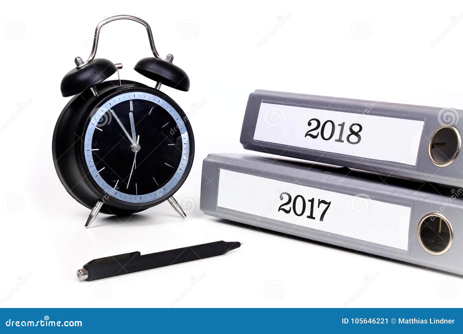File Folders, Pen and Alarm Clock Symbolize Time Pressure while Stock ...